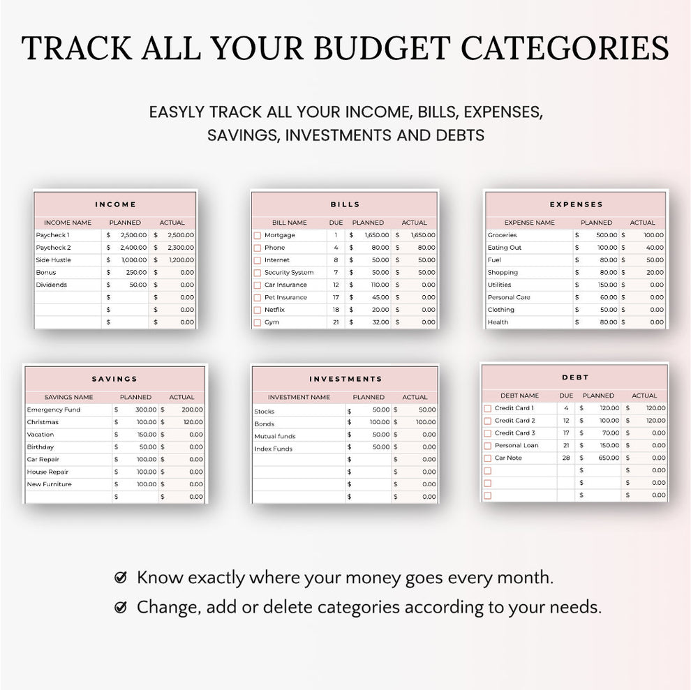 Monthly Budget Spreadsheet - Easy to Use Budget Spreadsheet for Google ...